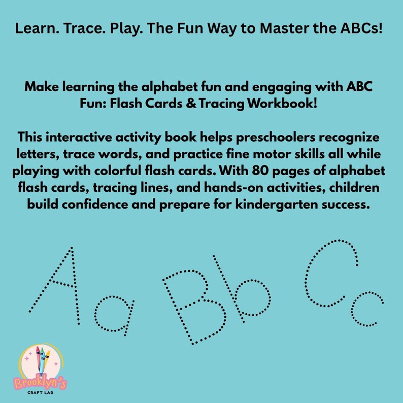 ABC Flashcards and Tracing Workbook: Early Learning (PDF Download) - Etsy