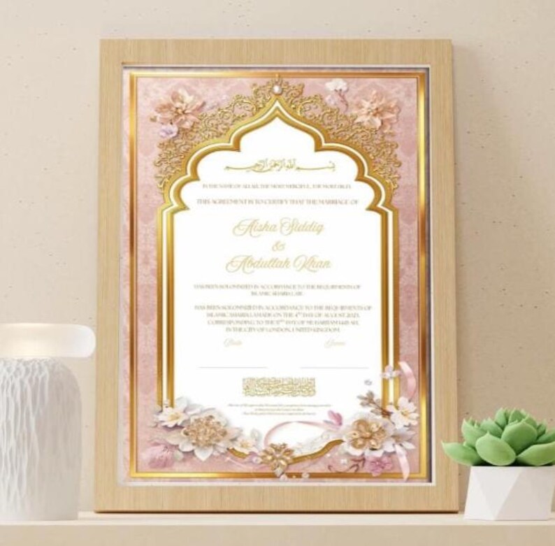 Editable Nikkah Contract Certificate, Wedding Design (CANVA) - Etsy