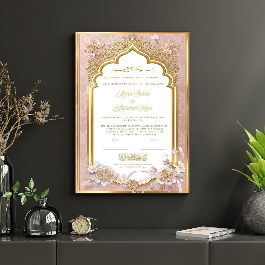 Editable Nikkah Contract Certificate, Wedding Design (CANVA) - Etsy