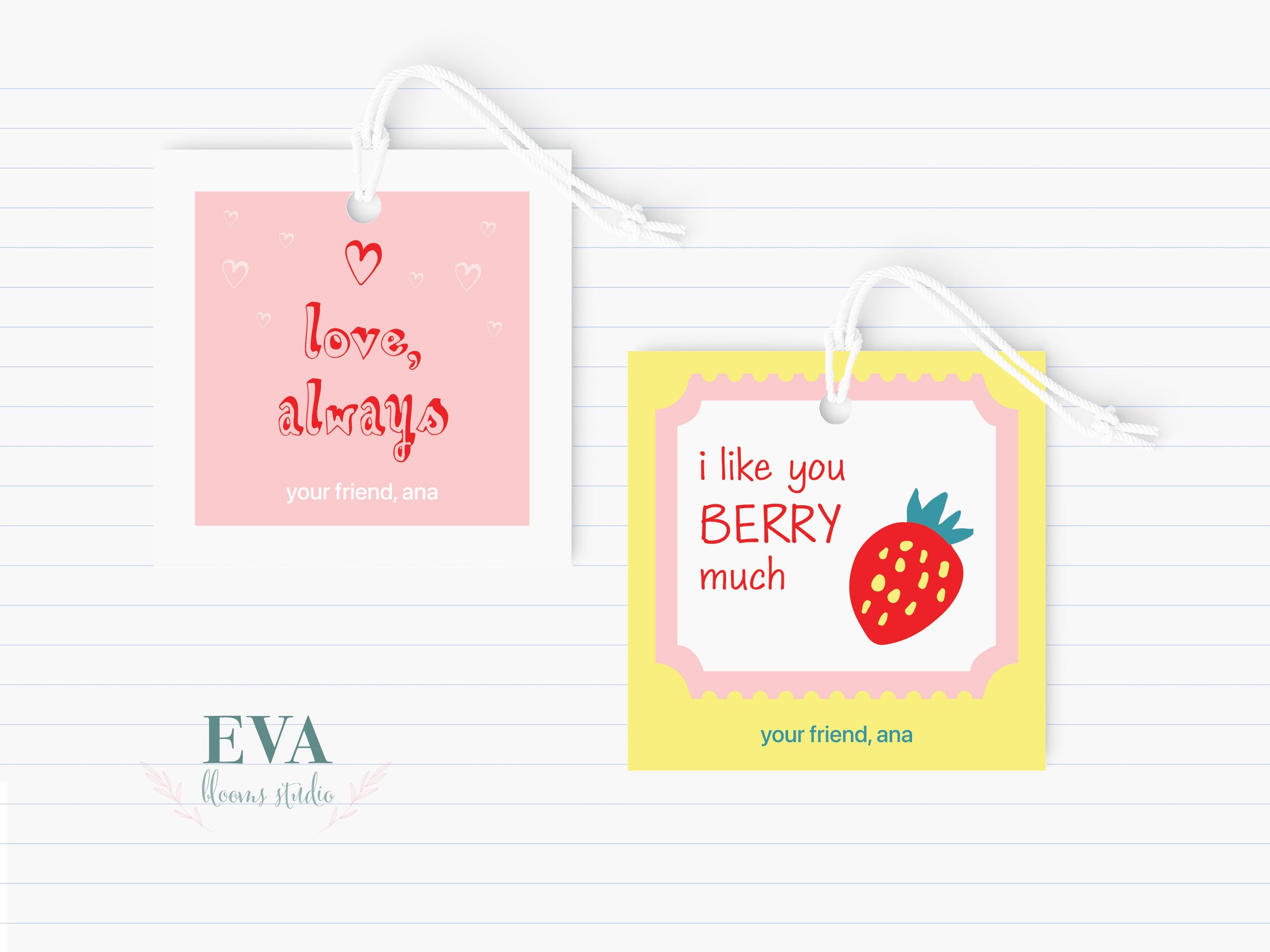 Fruit-themed Valentine’s Day Cards – Printable Square Valentines for ...