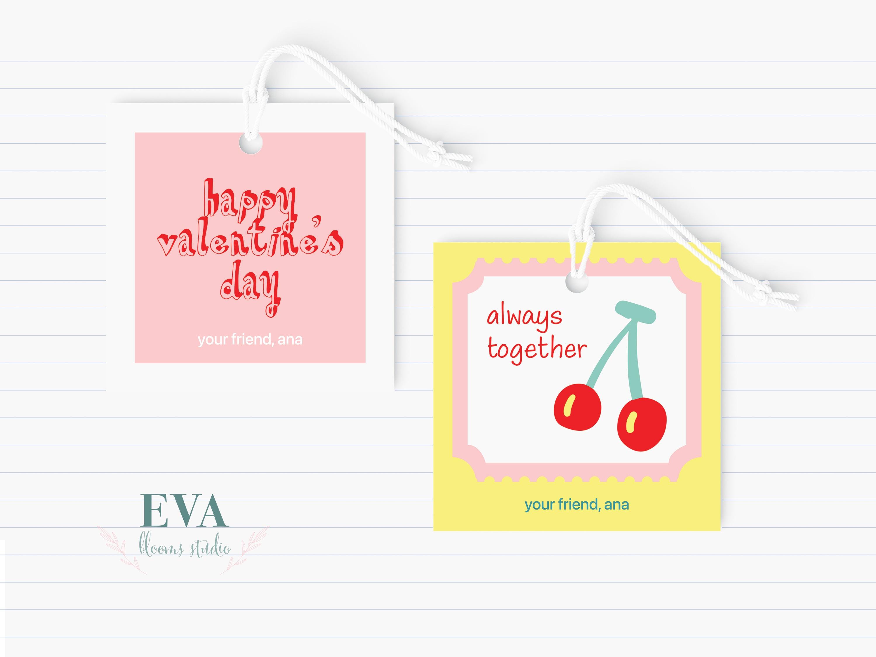 Fruit-themed Valentine’s Day Cards – Printable Square Valentines for ...