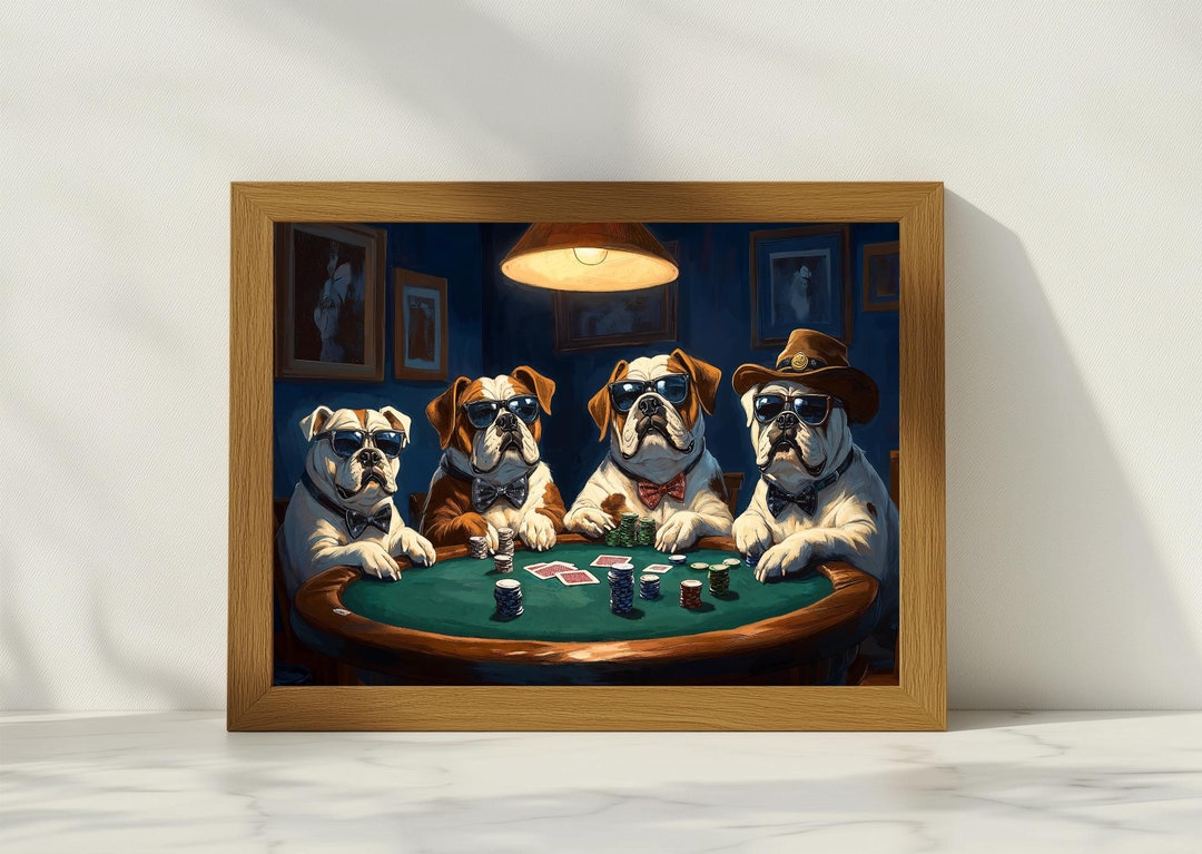 Bulldogs Playing Poker Printable Art – Abstract Digital Poster, High ...