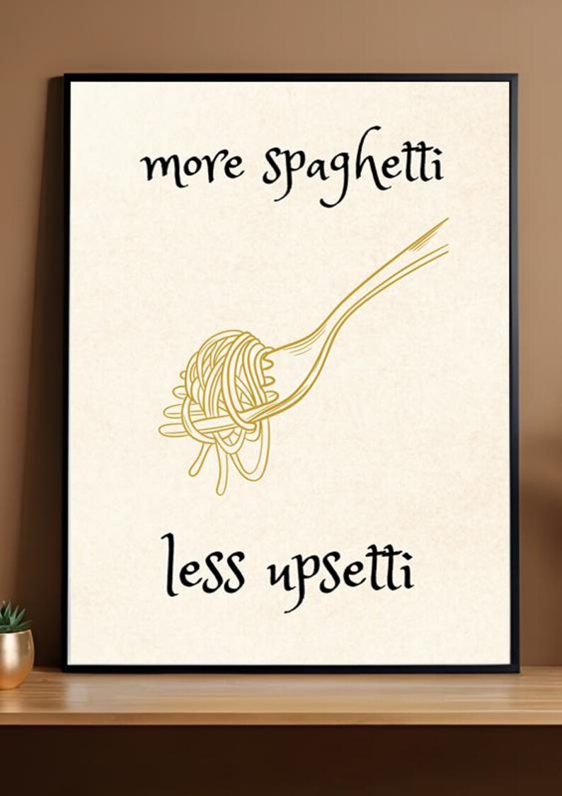 Spaghetti Lovers Digital Poster, "more Spaghetti, Less Upsetti," Fork ...