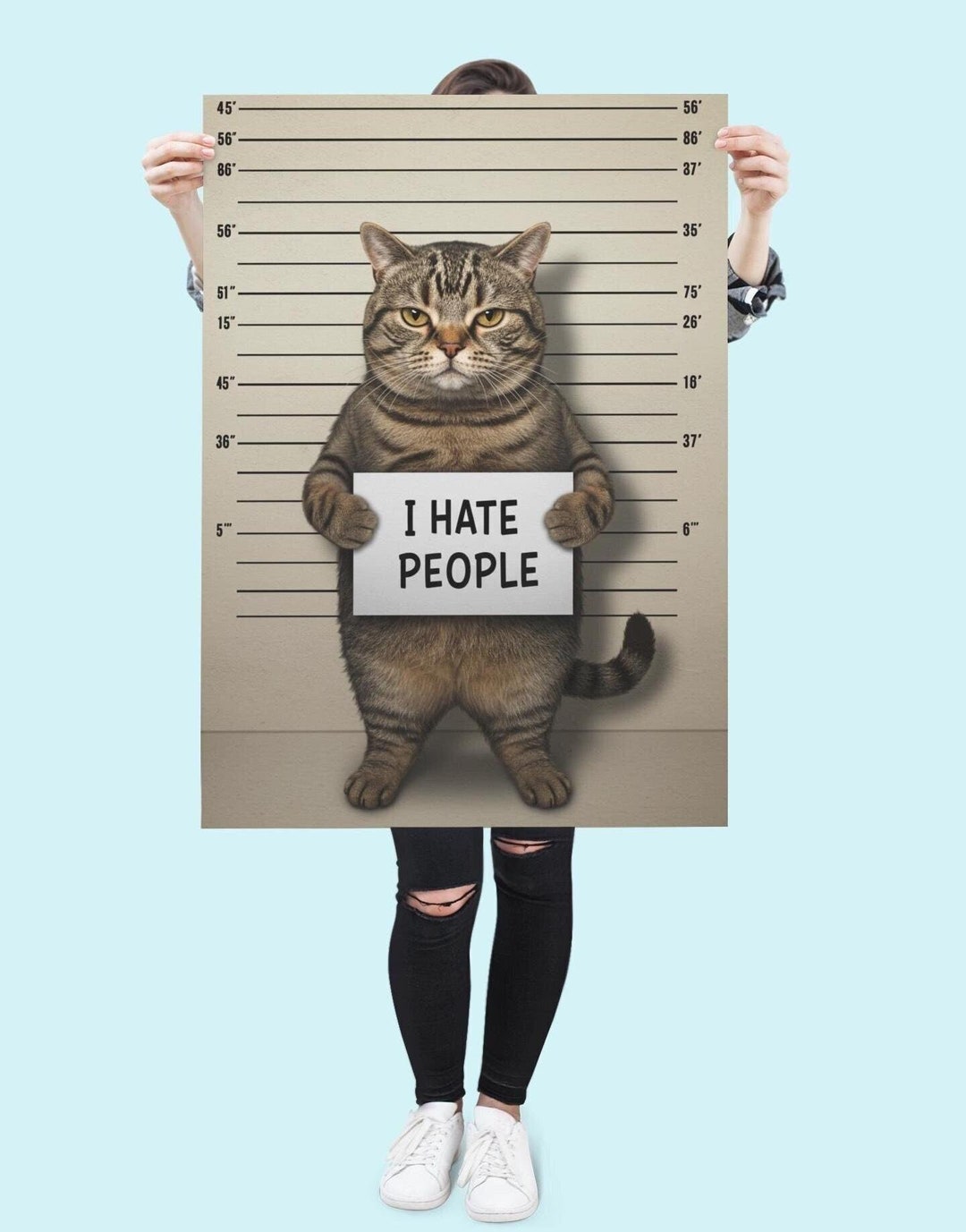 Grumpy Cat Mugshot – Funny Digital Poster, "i Hate People" Police ...