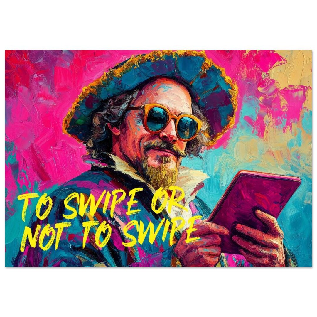 Funny Poster, "to Swipe or Not to Swipe," Shakespeare With Sunglasses ...