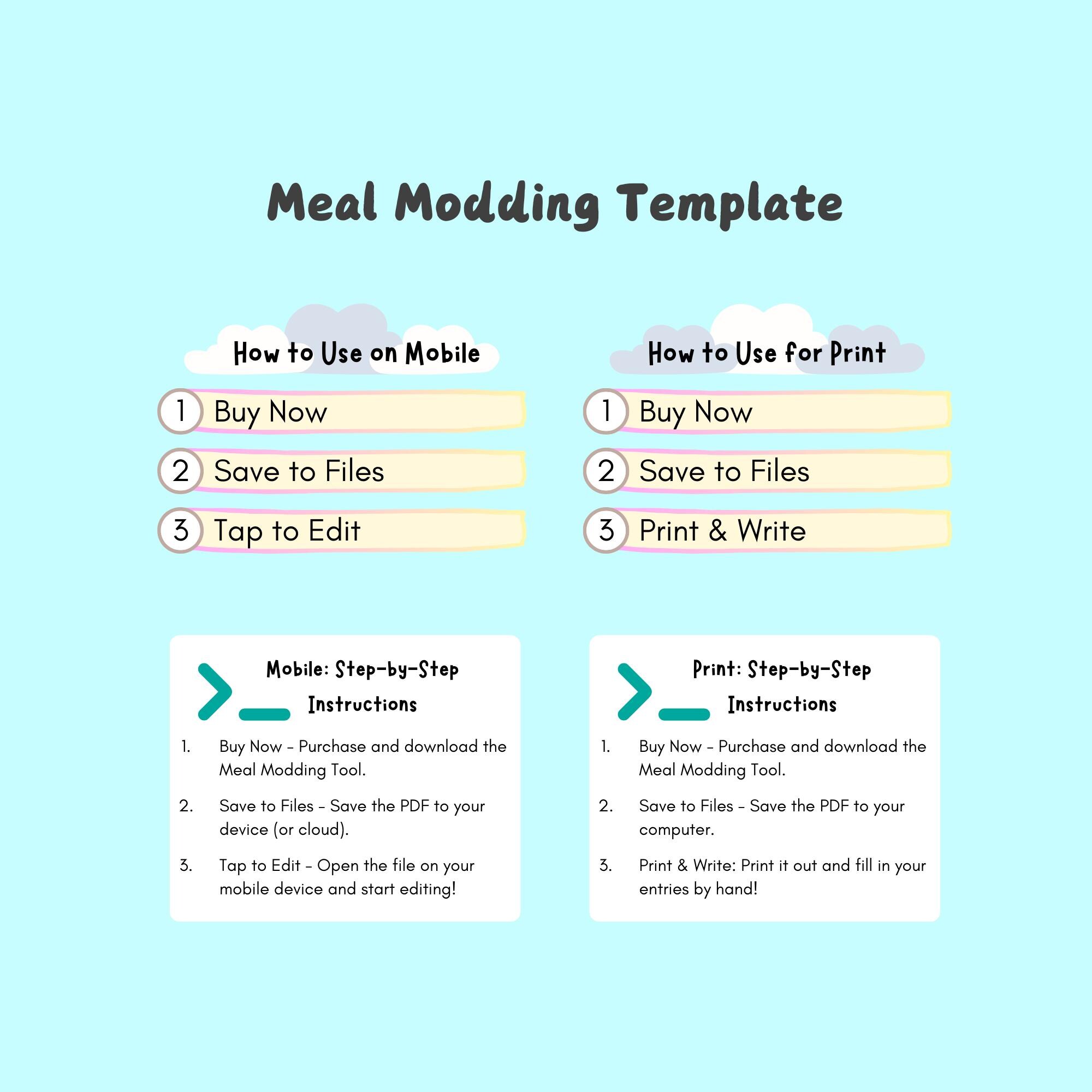 Meal Modding Tool | Digital Download, Editable & Printable | Meal ...