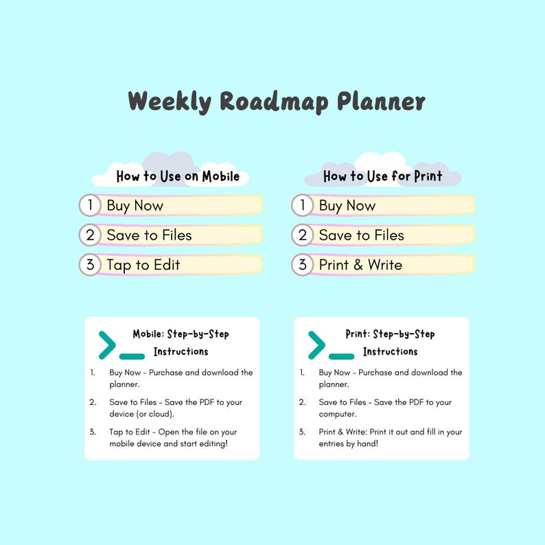 Weekly Roadmap Planner | Digital Download, Editable & Printable ...
