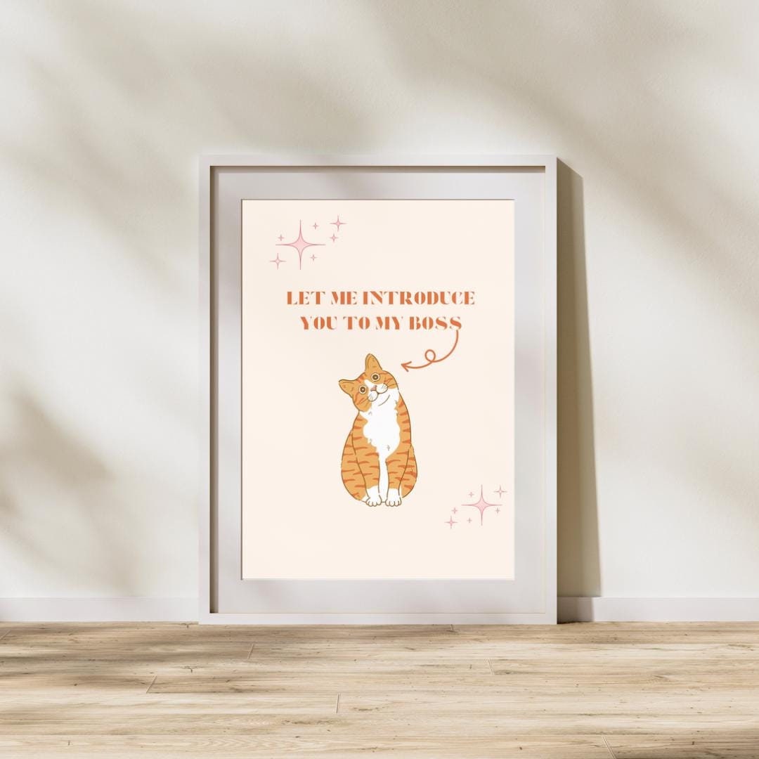 Funny Cat Wall Art, Cat Poster, Funny Cat Meme Poster, Cartoon Wall Art ...