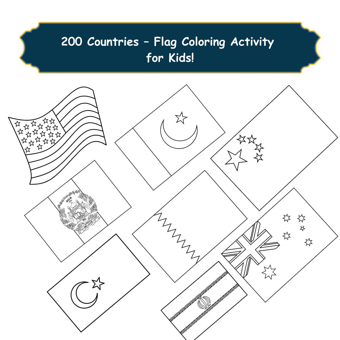 200 Country Flags Coloring Pages for Kids – Printable Flag Outlines ...