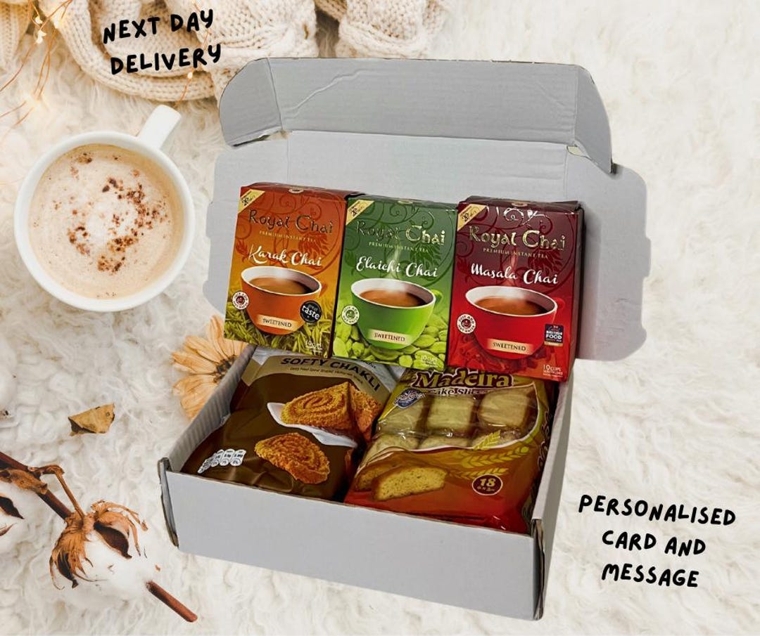 Chai Tea Gift Box Hamper | Karak, Elaichi & Masala Chai Premix | Chakli ...