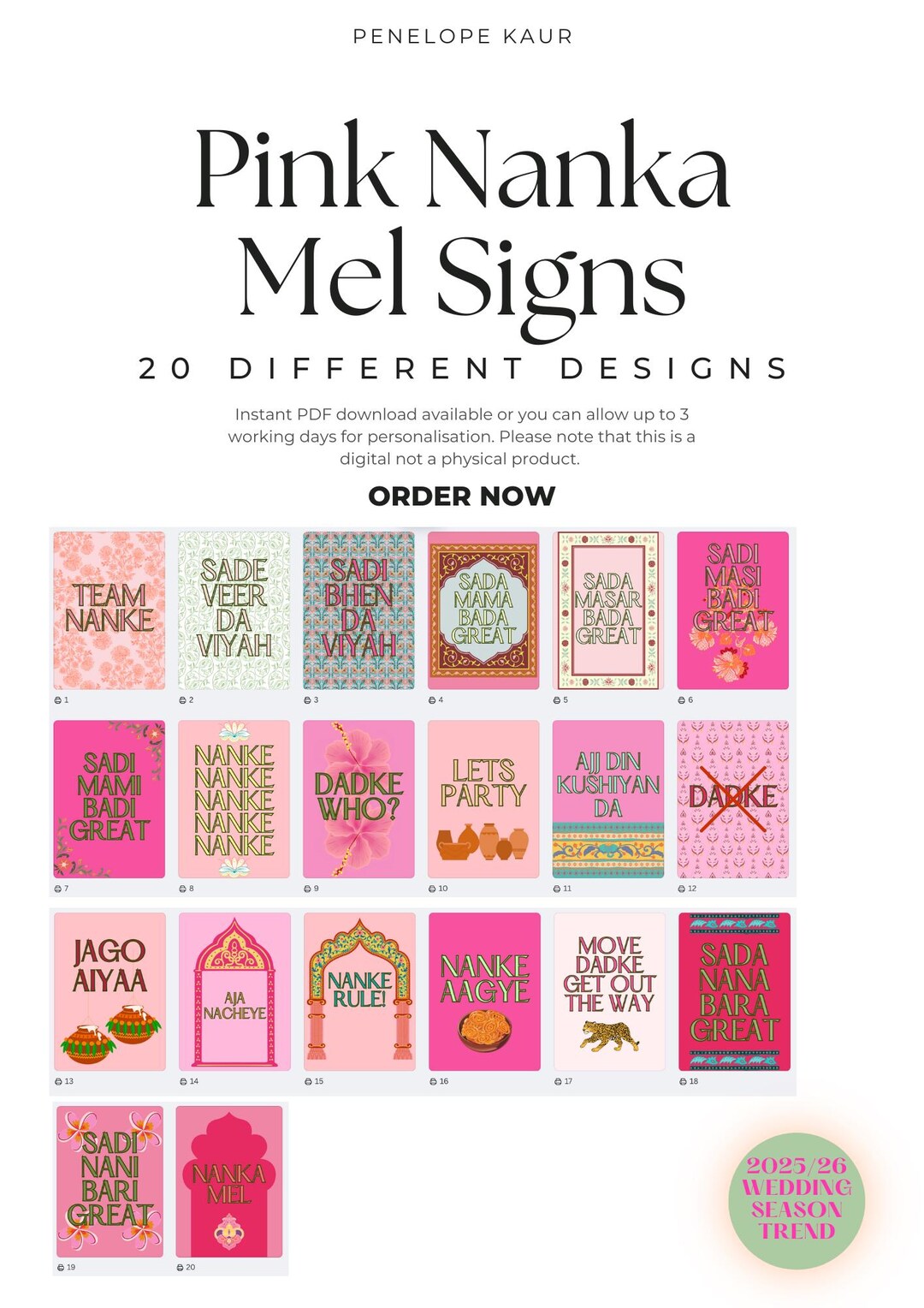 Pink Nanka Mel Signs Punjabi Wedding Pastel Jagoo Maaiyan Poster Viah ...