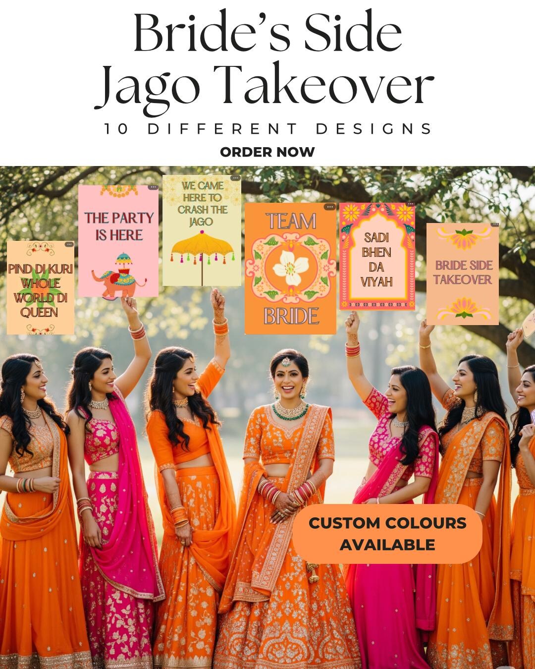 Team Bride Jago Crashing Signs: Punjabi Wedding Photo Props (digital ...