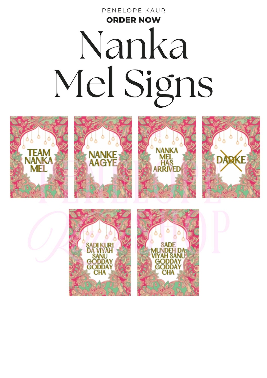 Bright Pink Punjabi Wedding Sign Template: Nanka Mel Signs (PDF ...