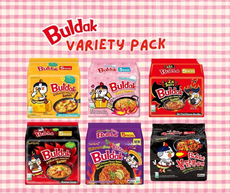 Buldak Spicy Ramen Custom Variety Pack of 5 | Viral Korean Spicy ...