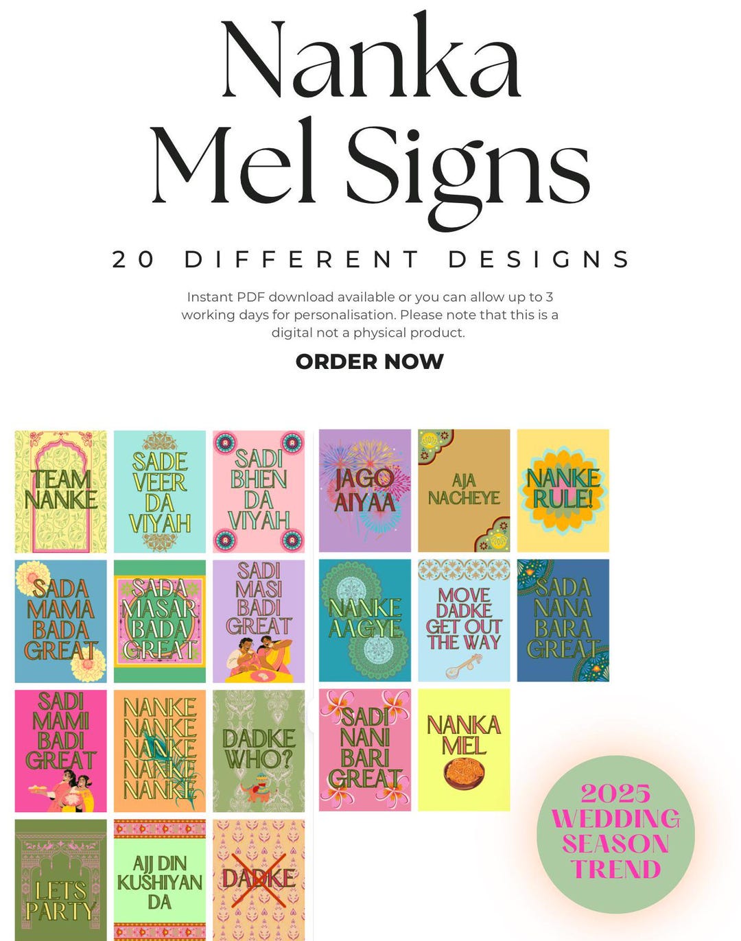 Nanka Mel Signs Punjabi Wedding Pastel Jagoo Maaiyan Poster Viah Boards ...