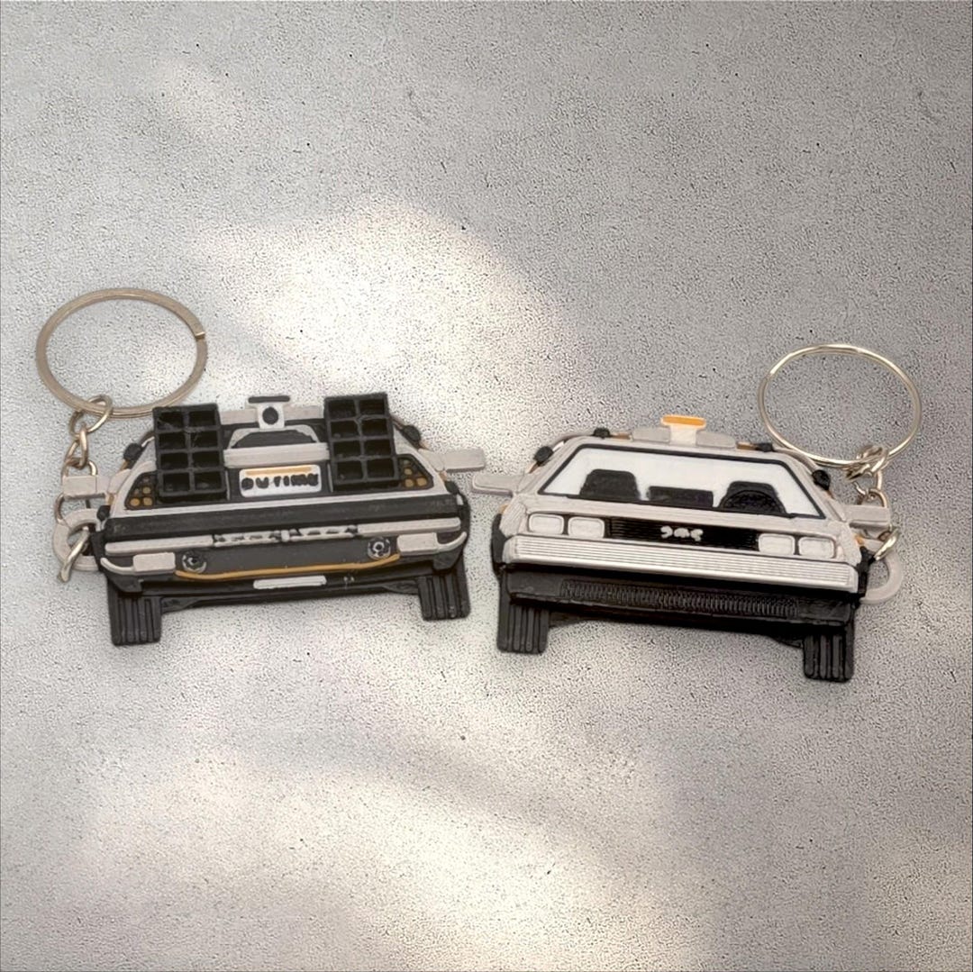 Delorean DMC-12 Keychain – Double-sided, Timeless Movie Icon 3D Printed ...