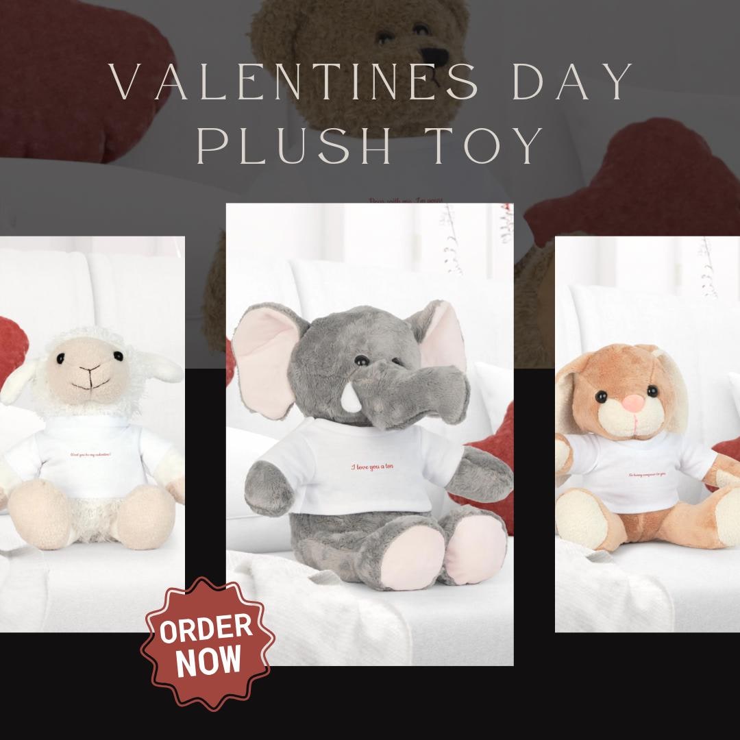Valentines Day Plush Toy With T-shirt | Cute Love Puns, Gift for Her ...