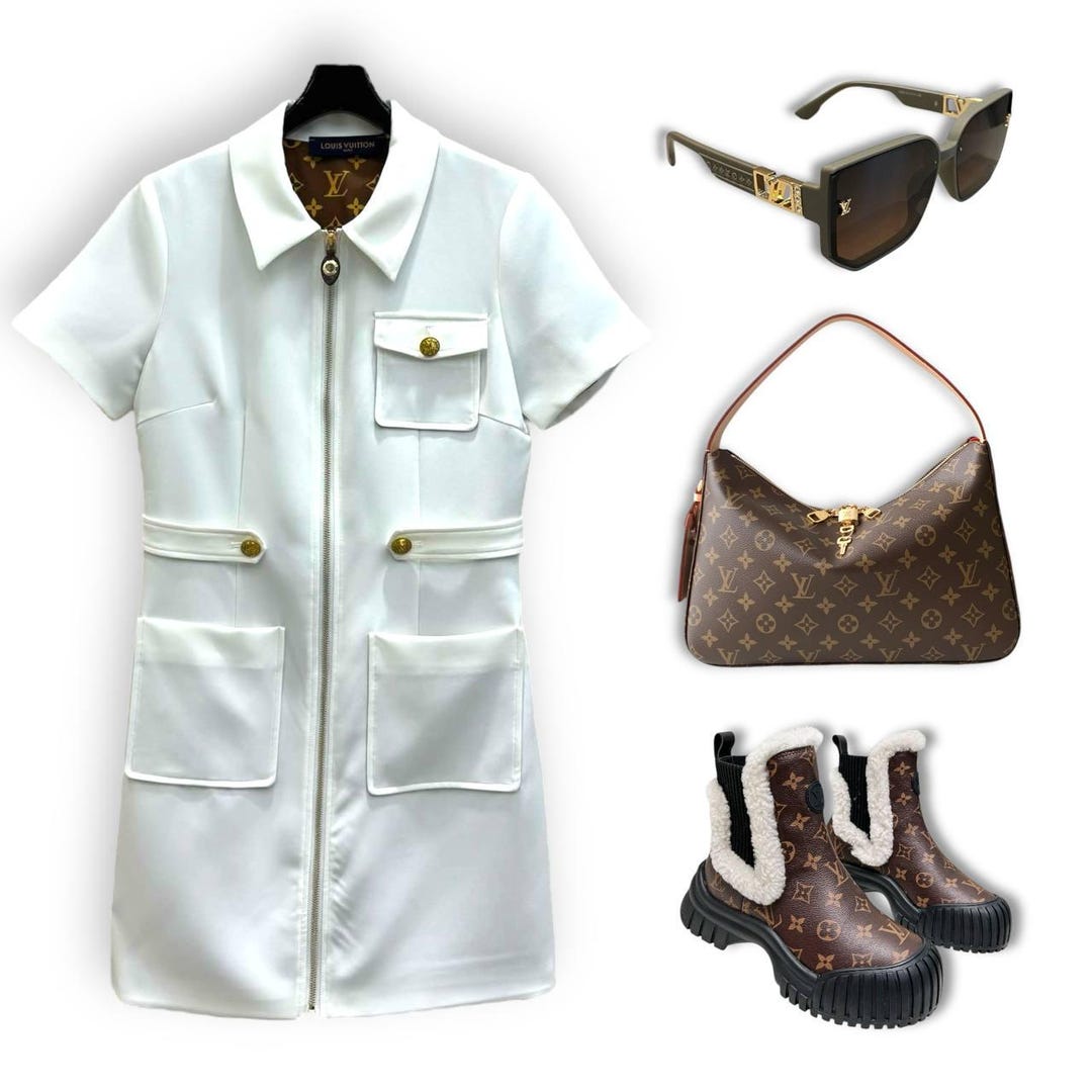 Louis Vuitton Luxury Combinations Set Dress, Bag, Boots and Sunglasses ...