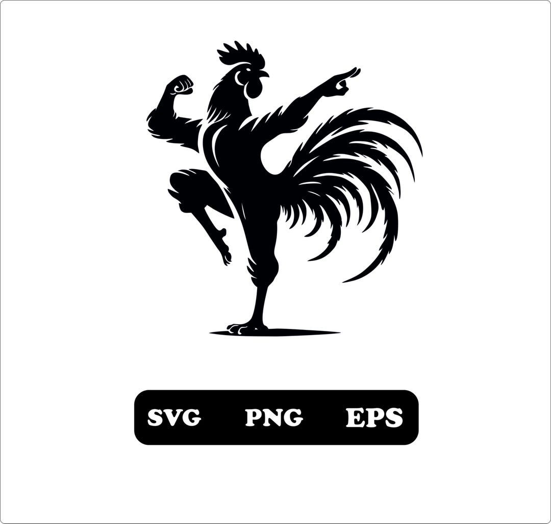 Rooster With Character, Png, Martial Arts Svg, Eps, Fighting Stance - Etsy
