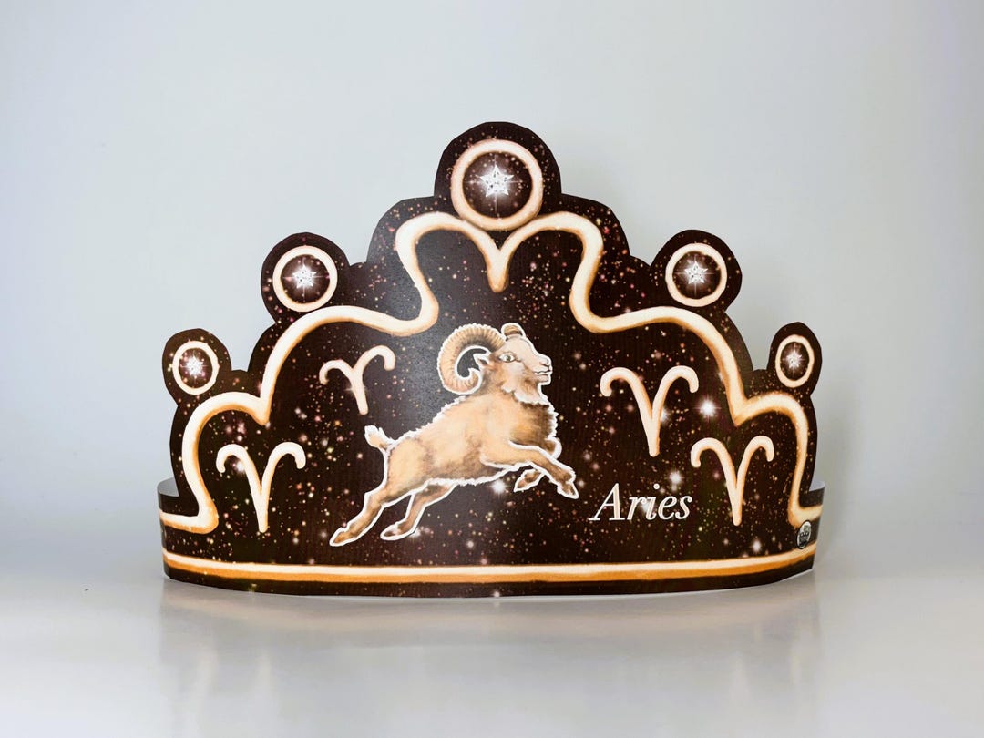Aries Zodiac Birthday Paper Crown Digital Template - Etsy