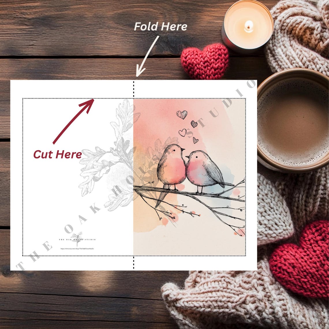 Printable Card Watercolor Love Birds: Digital Greeting for Anniversary ...