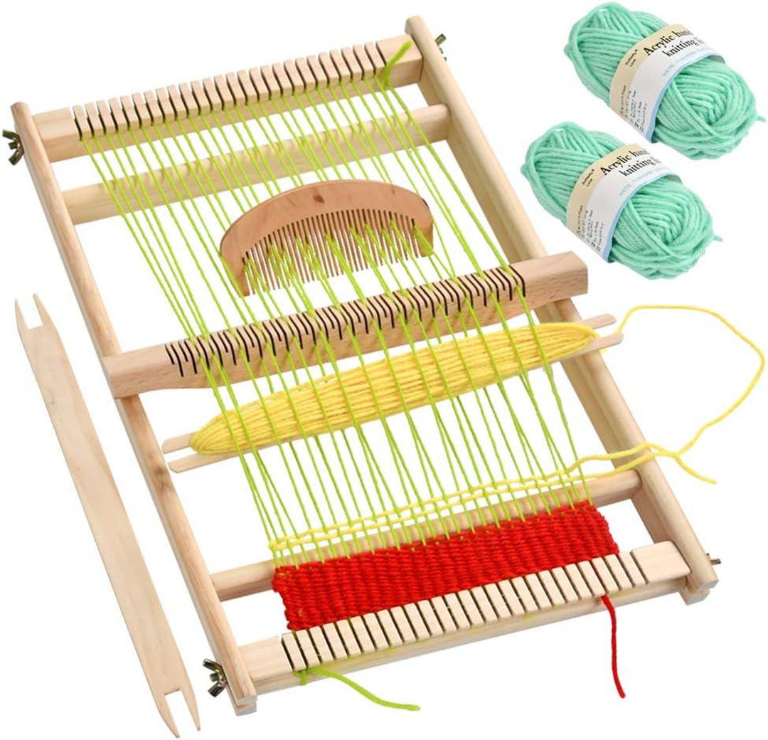 Wooden Weaving Loom Set, Traditional Hand Knitting Loom Kit for ...