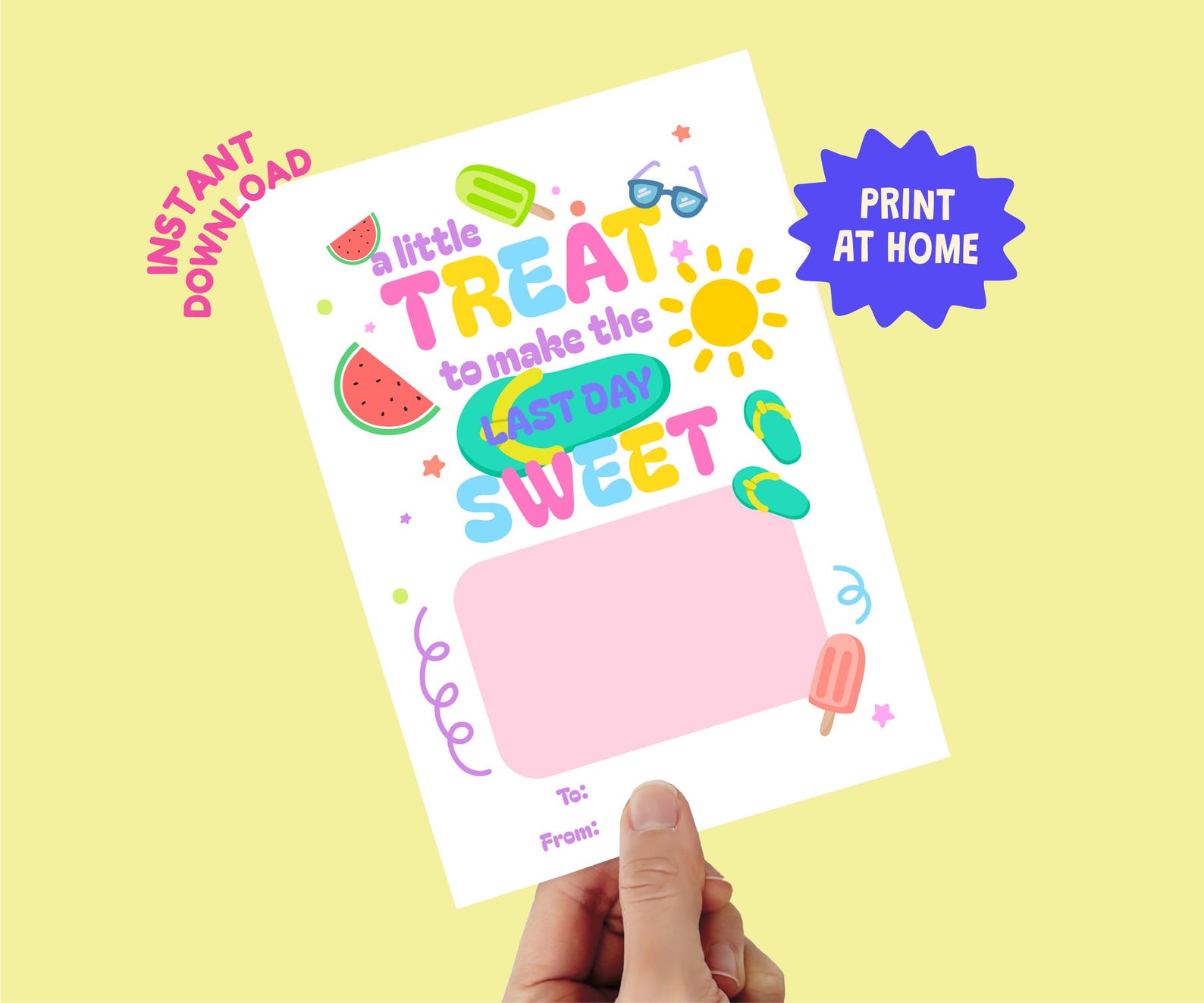 End of School Year Gift Card Holder Printable | Teacher Gift | Sweet ...