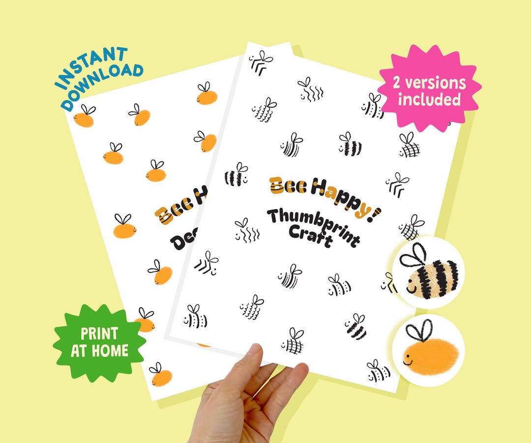 Bee Happy Thumbprint Craft | Bee Decorating Craft | Printable ...