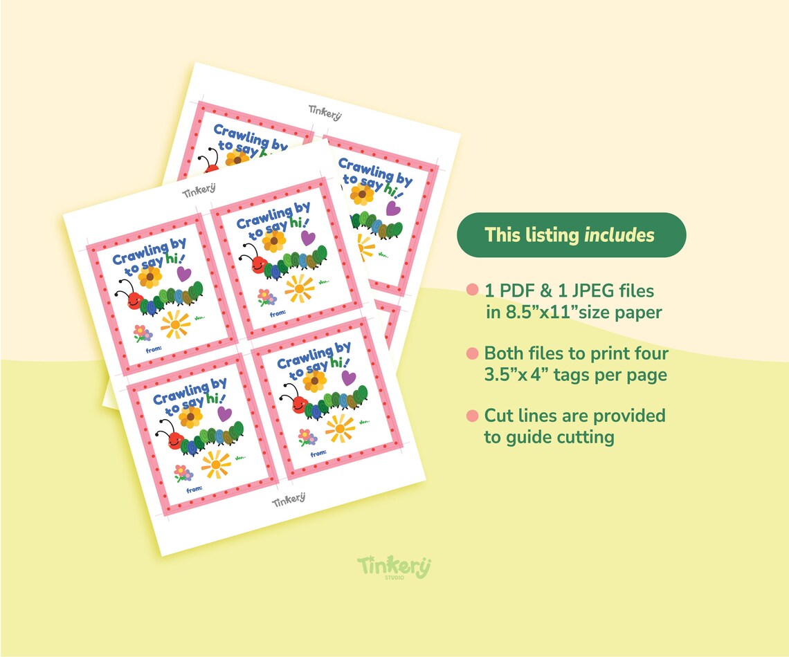 Caterpillar Gift Tag Printable | Classroom Student Favor | End of Year ...
