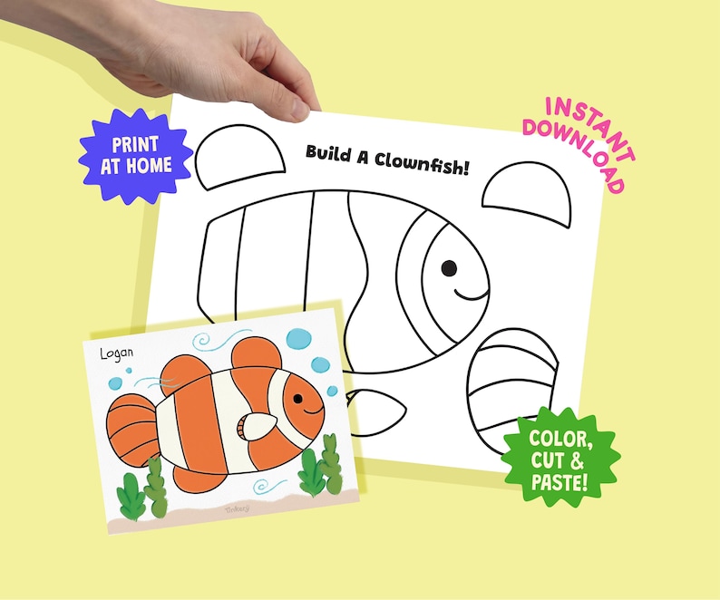 Build a Clownfish Craft | Ocean Animal Cut and Paste Activity for Kids ...