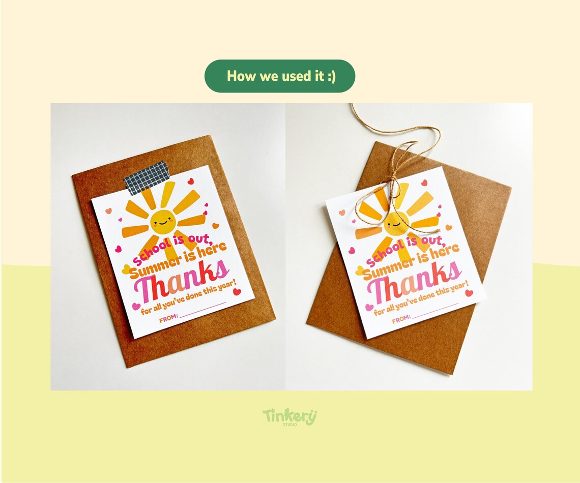 Summer Gift Tag Printable: Teacher Appreciation Thank You (instant ...