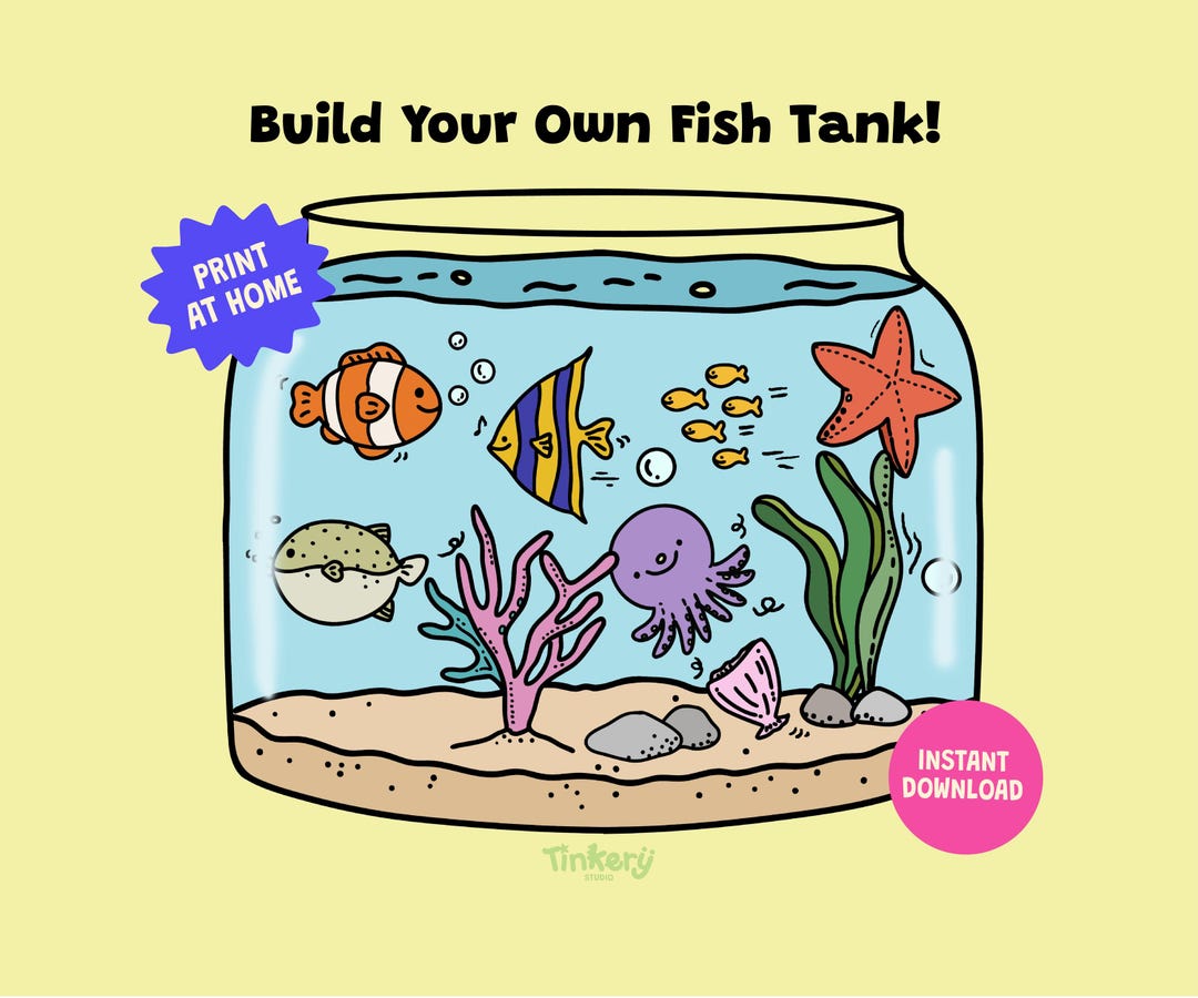 Build Your Own Fish Tank Craft Printable Ocean Theme Cut&paste Activity ...