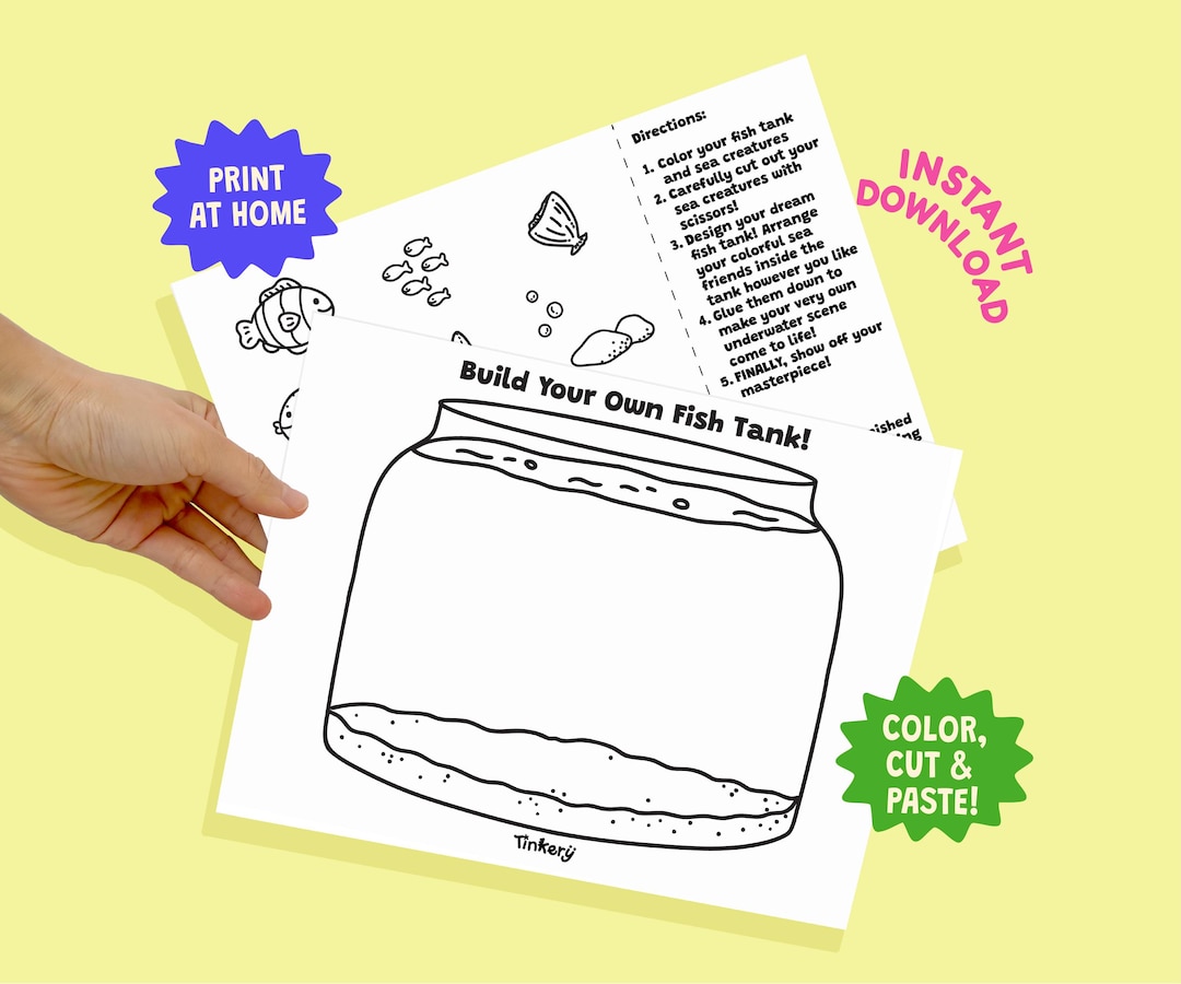 DIY Fish Tank Craft: Ocean Theme Cut & Paste Activity (printable) - Etsy