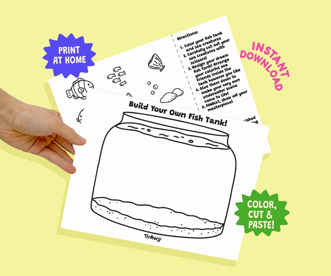 DIY Fish Tank Craft: Ocean Theme Cut & Paste Activity (printable) - Etsy