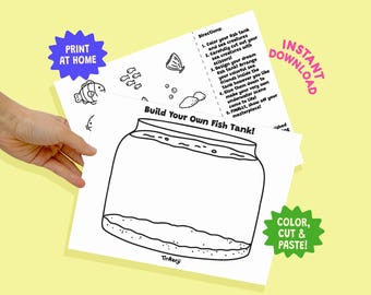 DIY Fish Tank Craft: Ocean Theme Cut & Paste Activity (printable) - Etsy