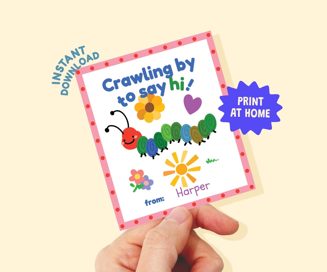 Caterpillar Gift Tag for Kids: Spring Classroom Favor (instant Download ...