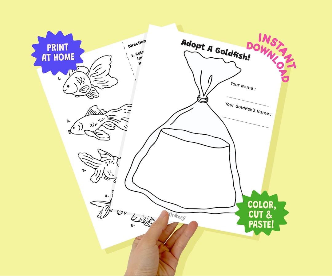 Adopt a Goldfish Craft: Cut and Glue Pet Worksheet (PDF Download - Etsy