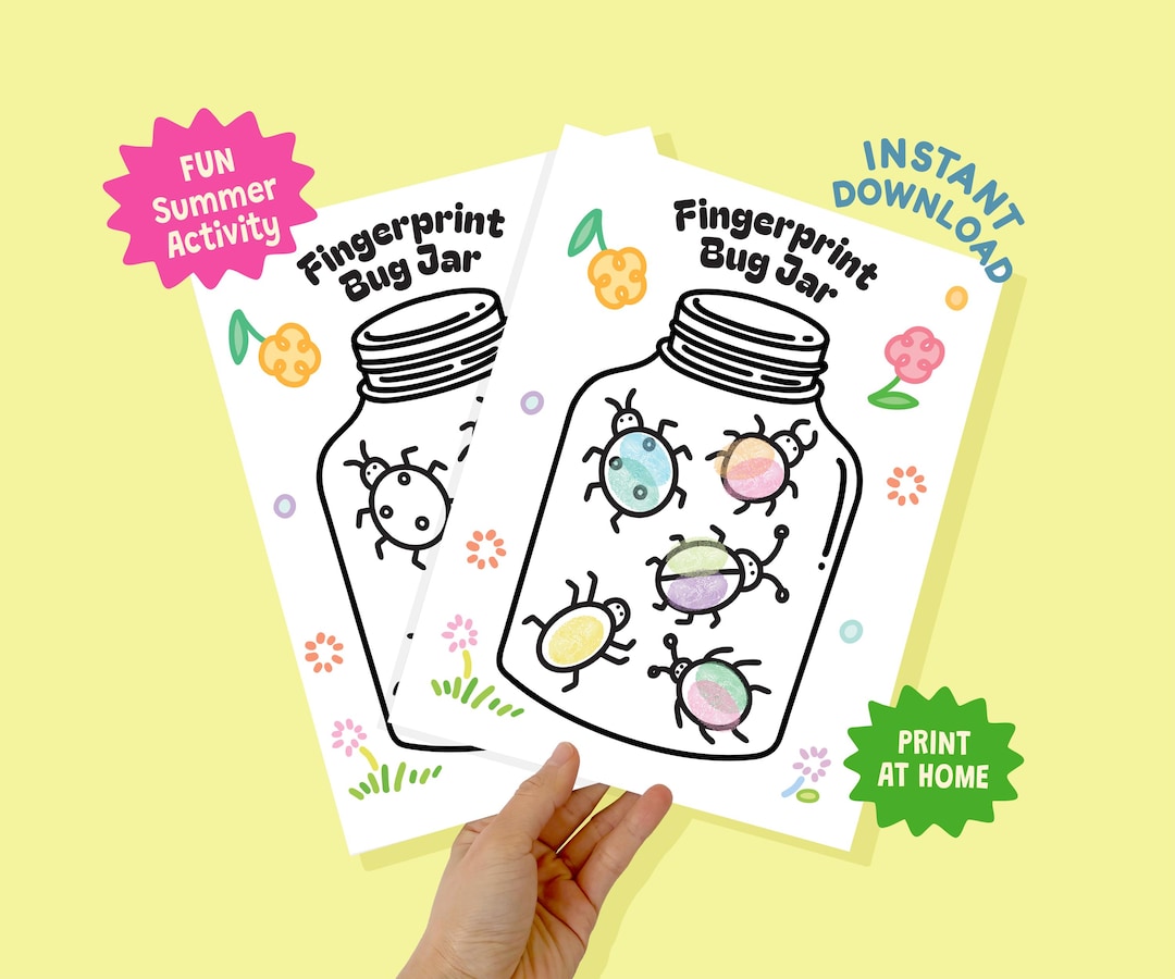 Fingerprint Bug Jar Printable for Kids | Fun Summer Craft Activity | Preschool Nature Science ...
