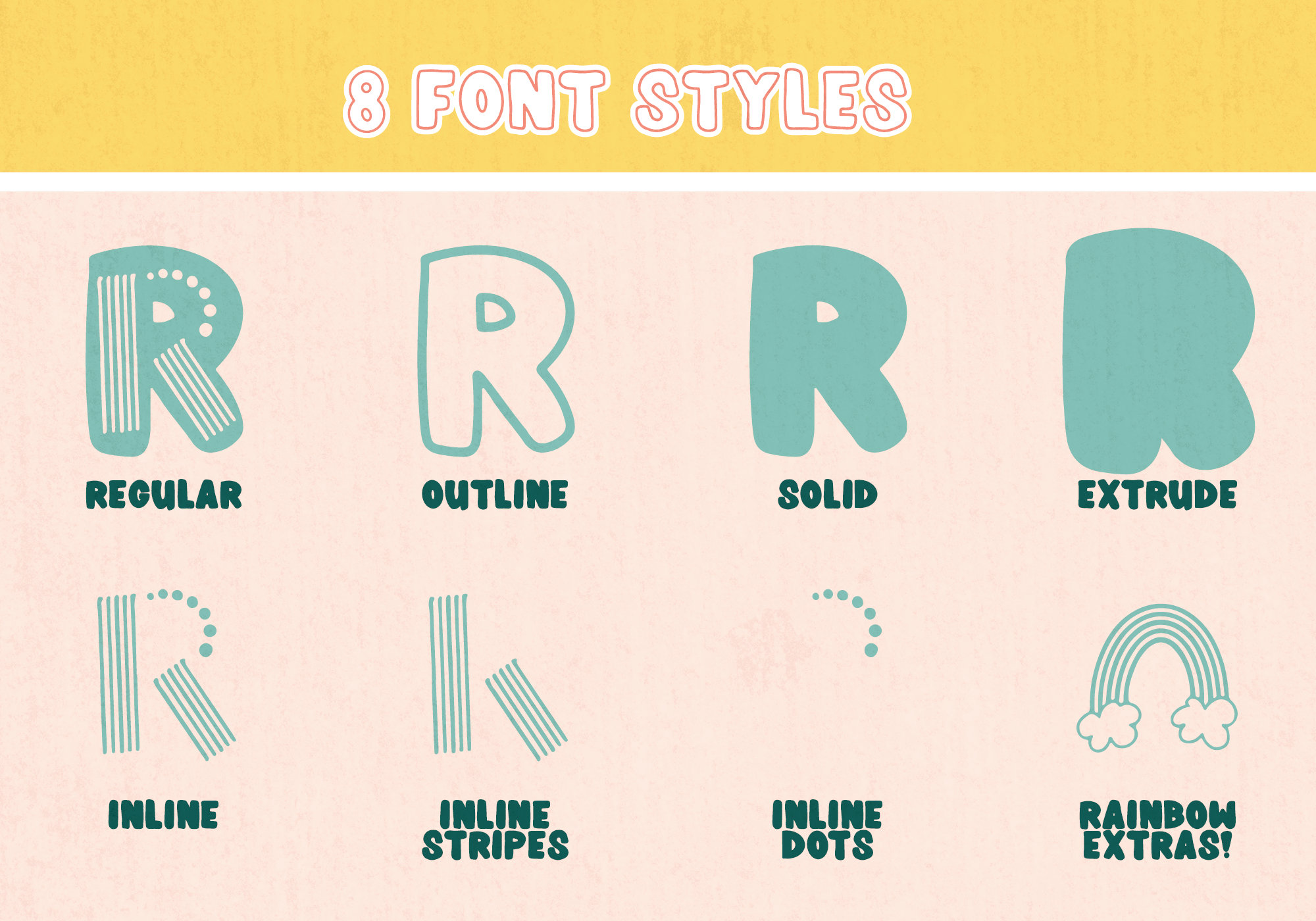 Rainboho Font Family | an Abstract Hand Drawn Rainbow Font | All Caps ...