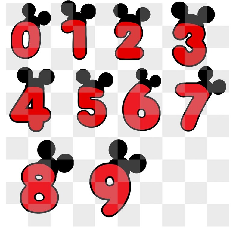 Mickey Mouse Numbers - Etsy