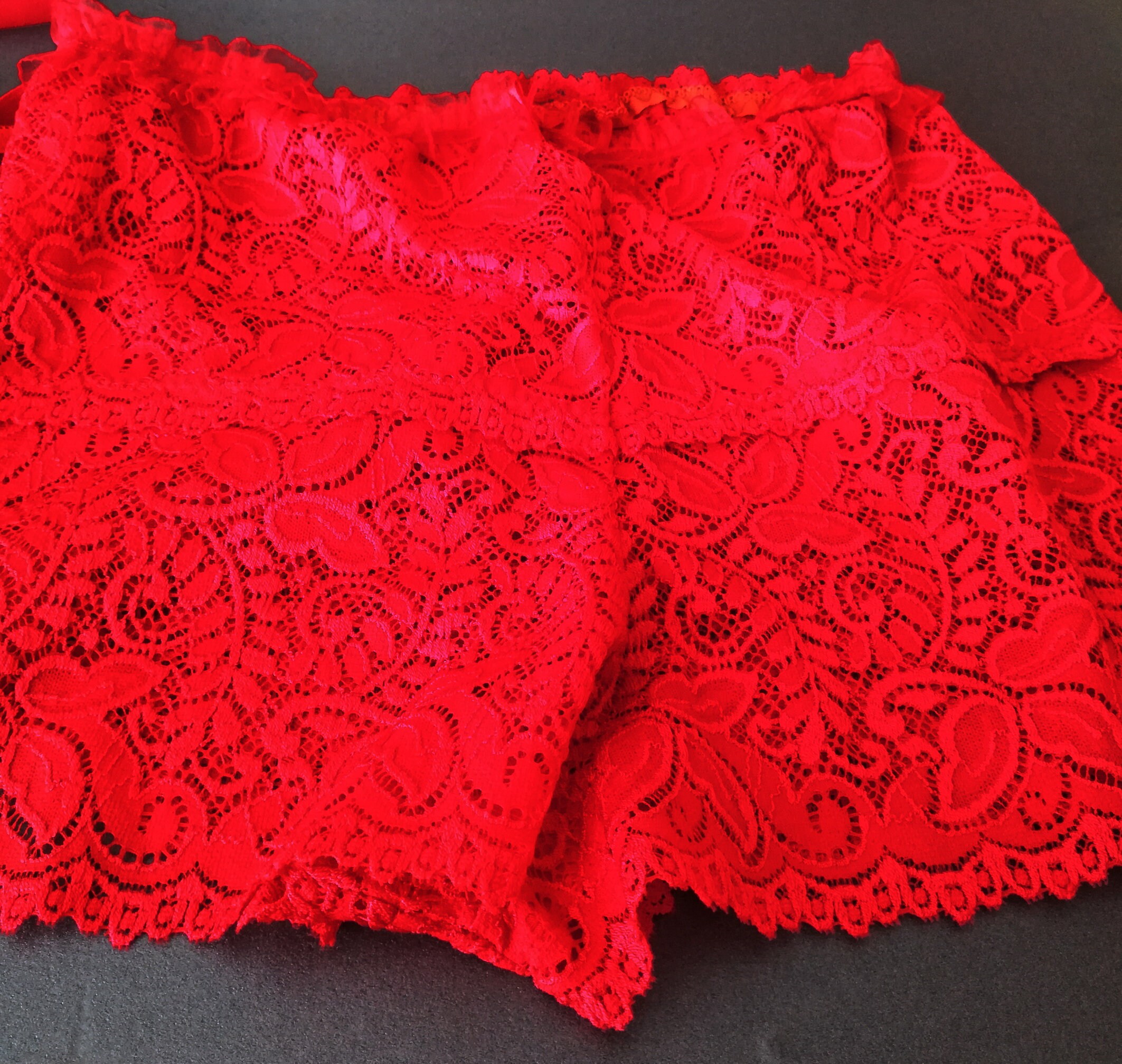 Red Lace Vintage Lingerie Set Lace Bralette and Tap Pants - Etsy