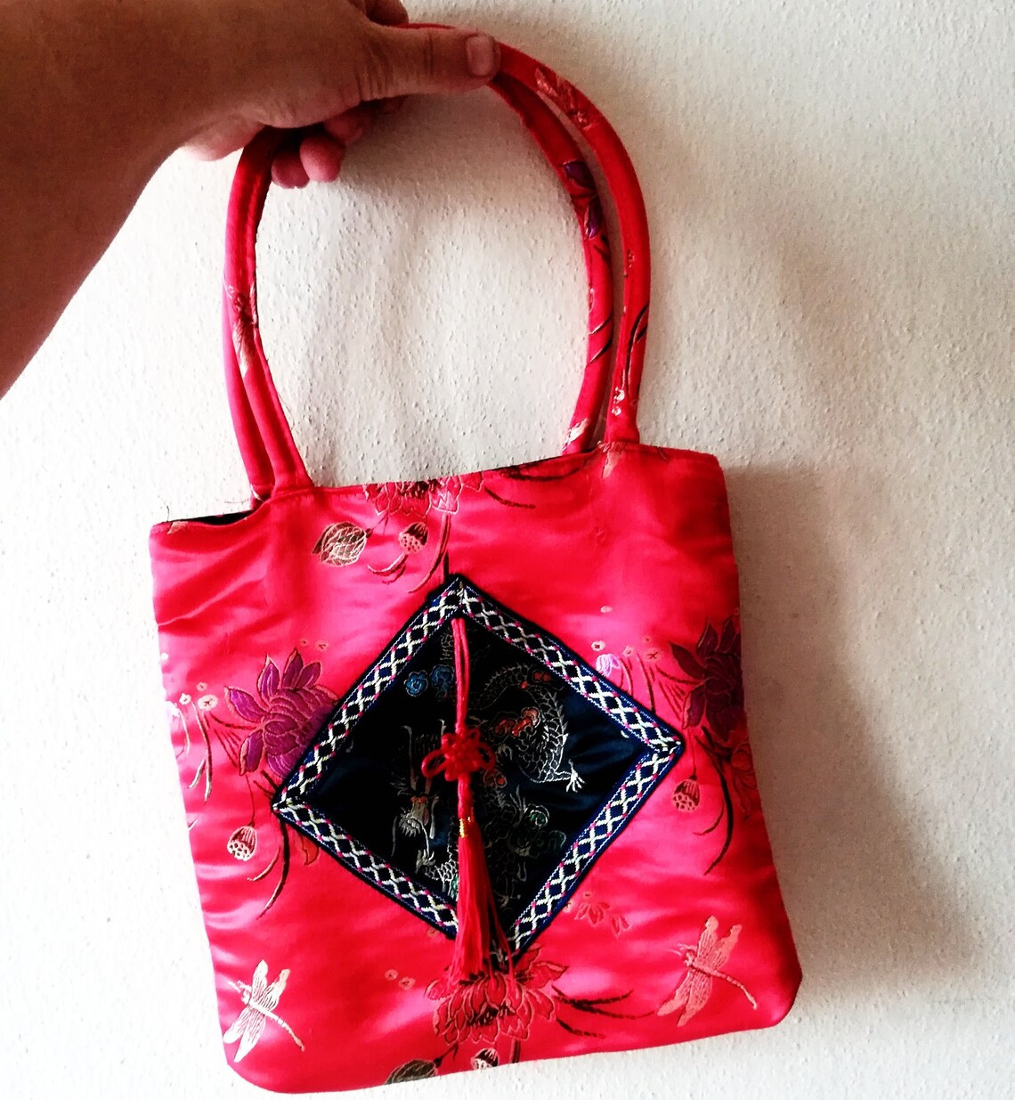 Red Chinese Small Handbag Vintage 90's Red&black Dragon - Etsy