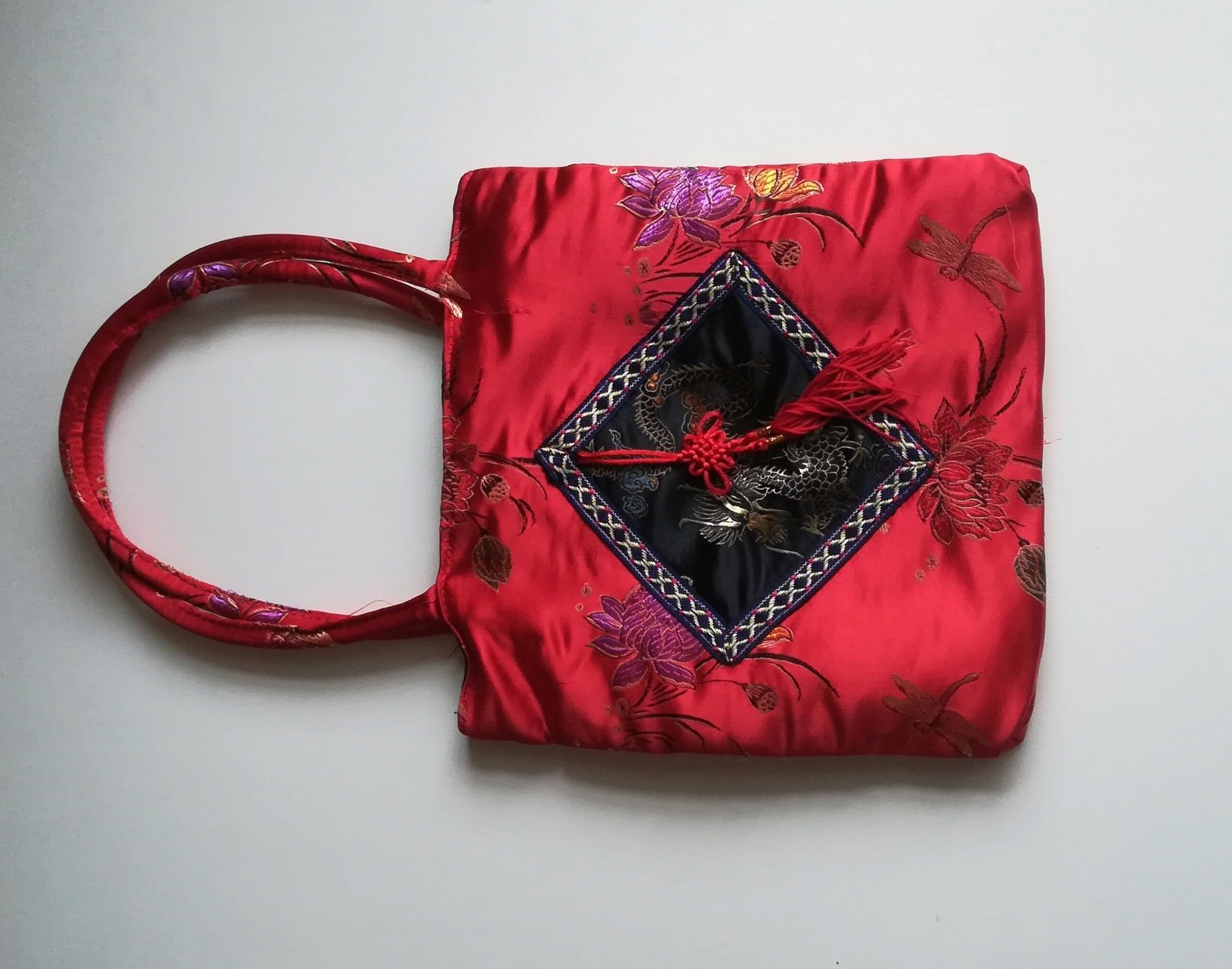 Red Chinese Small Handbag Vintage 90's Red&black Dragon - Etsy