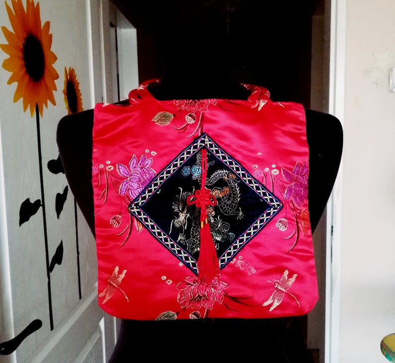 Red Chinese Small Handbag Vintage 90's Red&black Dragon - Etsy