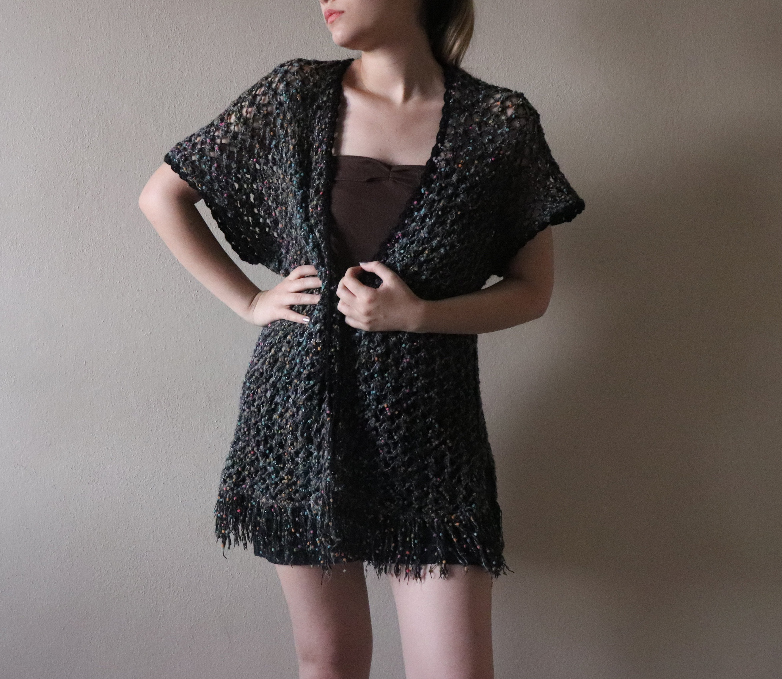 Loose Knit Sweater Vest Hand Knitted Fringe Women's Openwork Vest - Etsy