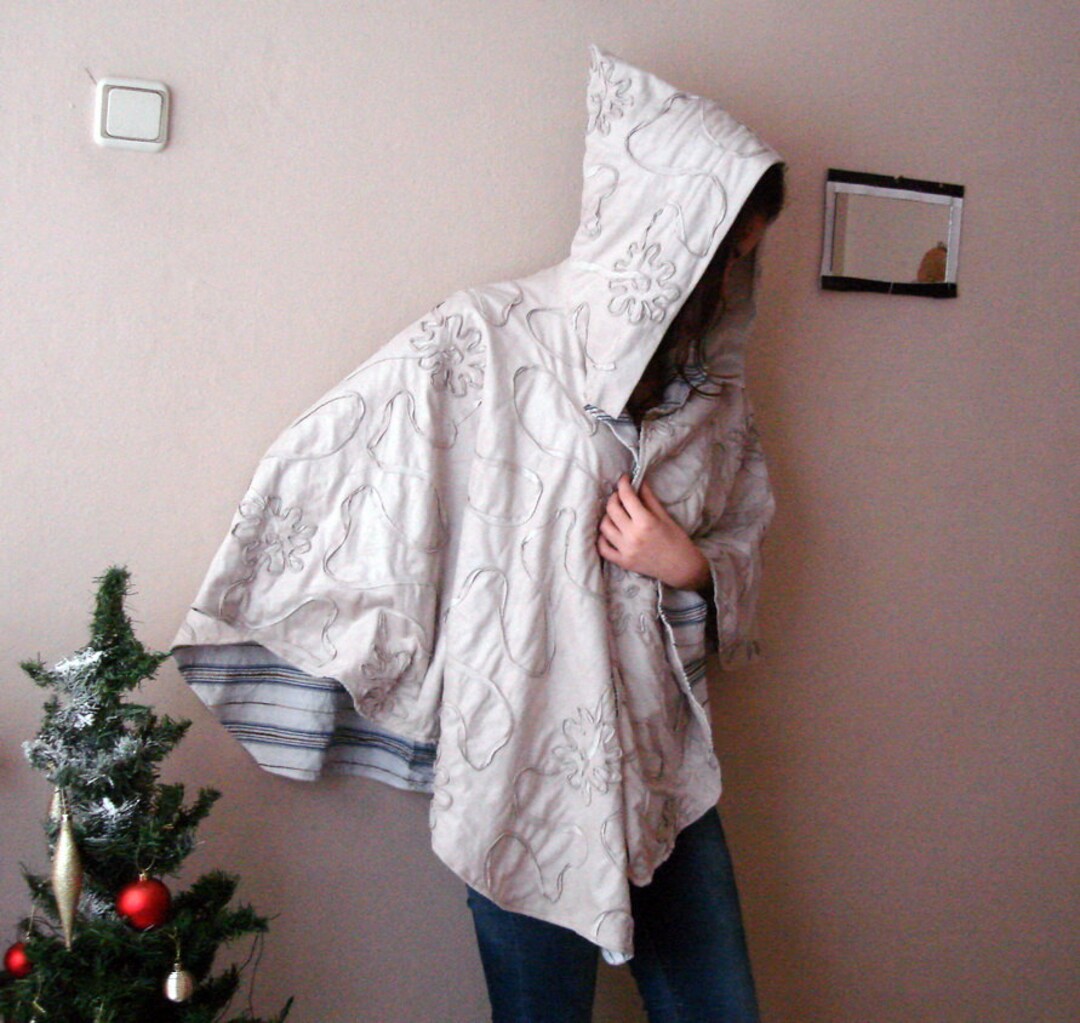 Hooded Cloak Cape Women Hooded Cloaks Beige Womens Cape Faux Suede ...