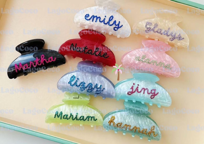 Personalized Rhinestone Name Custom Hair Clip Claw Customized Gift for ...
