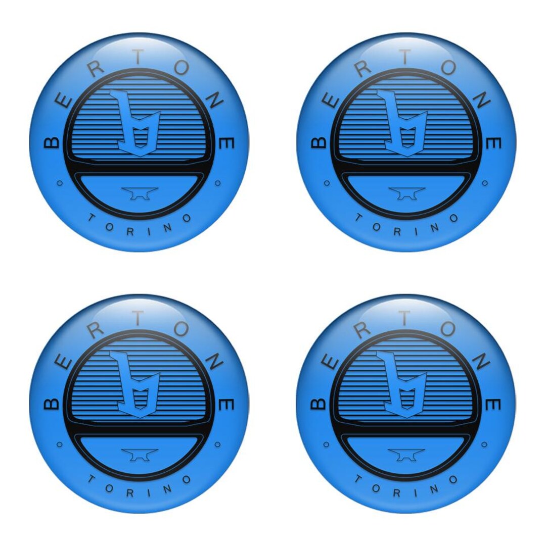 Set of 4 Pcs Bertone Wheel Center Hub Caps Domed Epoxy Emblem Self ...