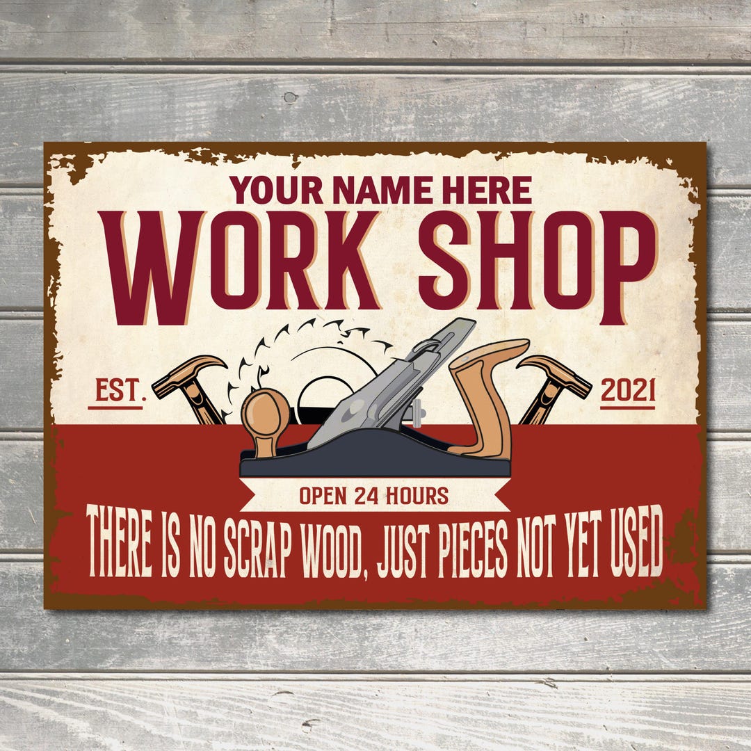 PERSONALISED Carpenter Workshop Just Pieces Custom Sign Wall Decor ...