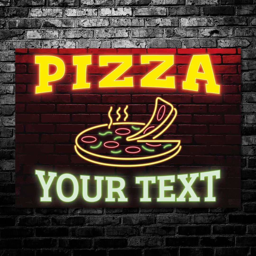 Personalised Pizza Neon Effect Sign Wall Decor Restaurant Pizzeria Food ...
